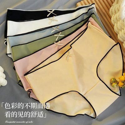 Bow skin-friendly panties cotton crotch middle-waist briefs traceless acrylic briefs for girls